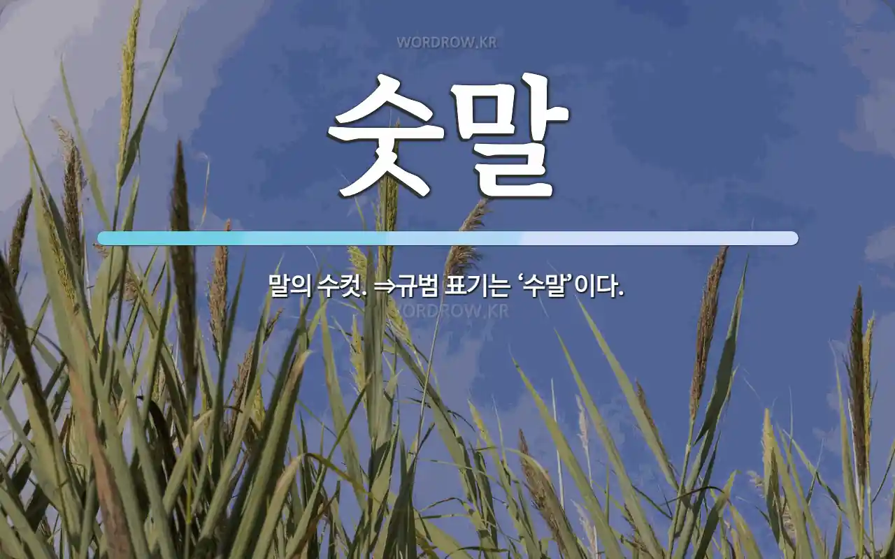 숫말 뜻 말의 수컷 ⇒규범 표기는 ‘수말이다
