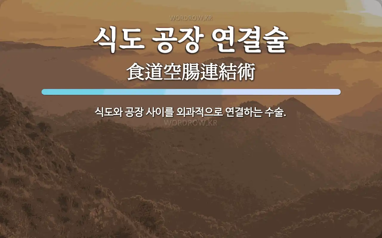 식도 공장 연결술 뜻 식도와 공장 사이를 외과적으로 연결하는 수술