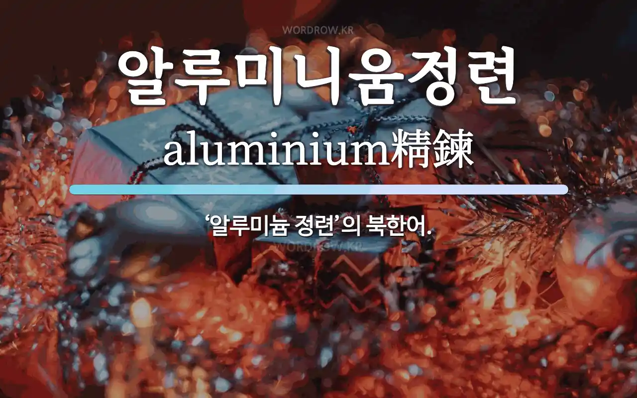 알루미니움정련 뜻 ‘알루미늄 정련의 북한어