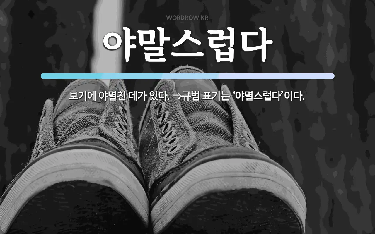 야말스럽다 뜻 보기에 야멸친 데가 있다 ⇒규범 표기는 ‘야멸스럽다이다