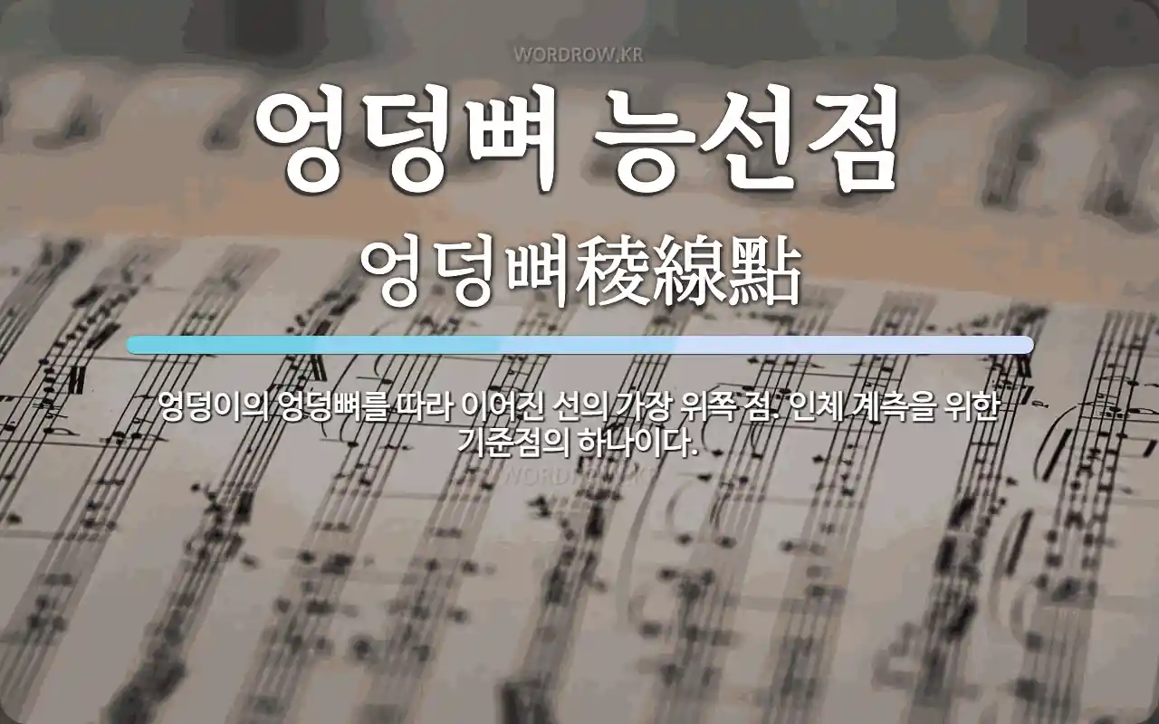 엉덩뼈 능선점 뜻 엉덩이의 엉덩뼈를 따라 이어진 선의 가장 위쪽 점 인체 계측을 위한 기준점의 하나이다