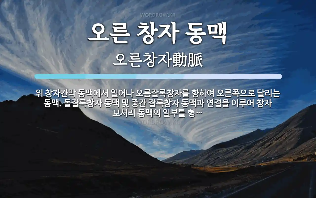 오른 창자 동맥 뜻 위 창자간막 동맥에서 일어나 오름잘록창자를 향하여 오른쪽으로 달리는 동맥 돌잘록창자 동맥