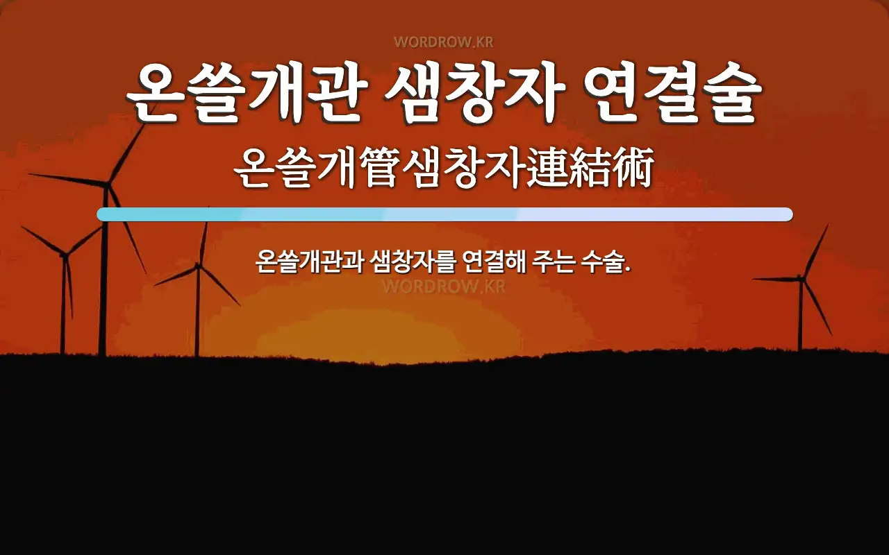 온쓸개관 샘창자 연결술 뜻 온쓸개관과 샘창자를 연결해 주는 수술