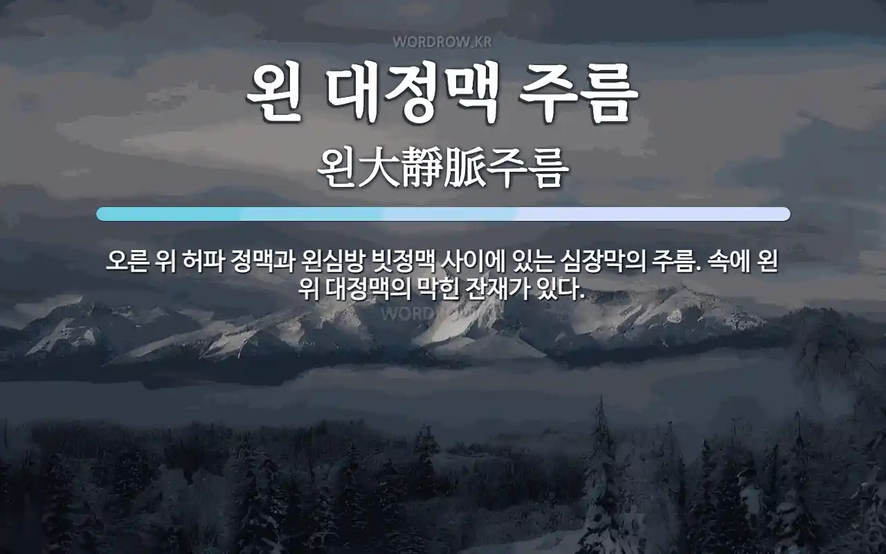 왼 대정맥 주름 뜻 오른 위 허파 정맥과 왼심방 빗정맥 사이에 있는 심장막의 주름 속에 왼 위 대정맥의 막힌