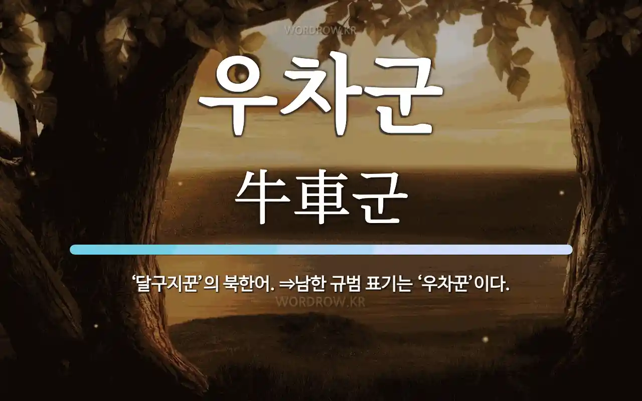 우차군 뜻 ‘달구지꾼의 북한어 ⇒남한 규범 표기는 ‘우차꾼이다