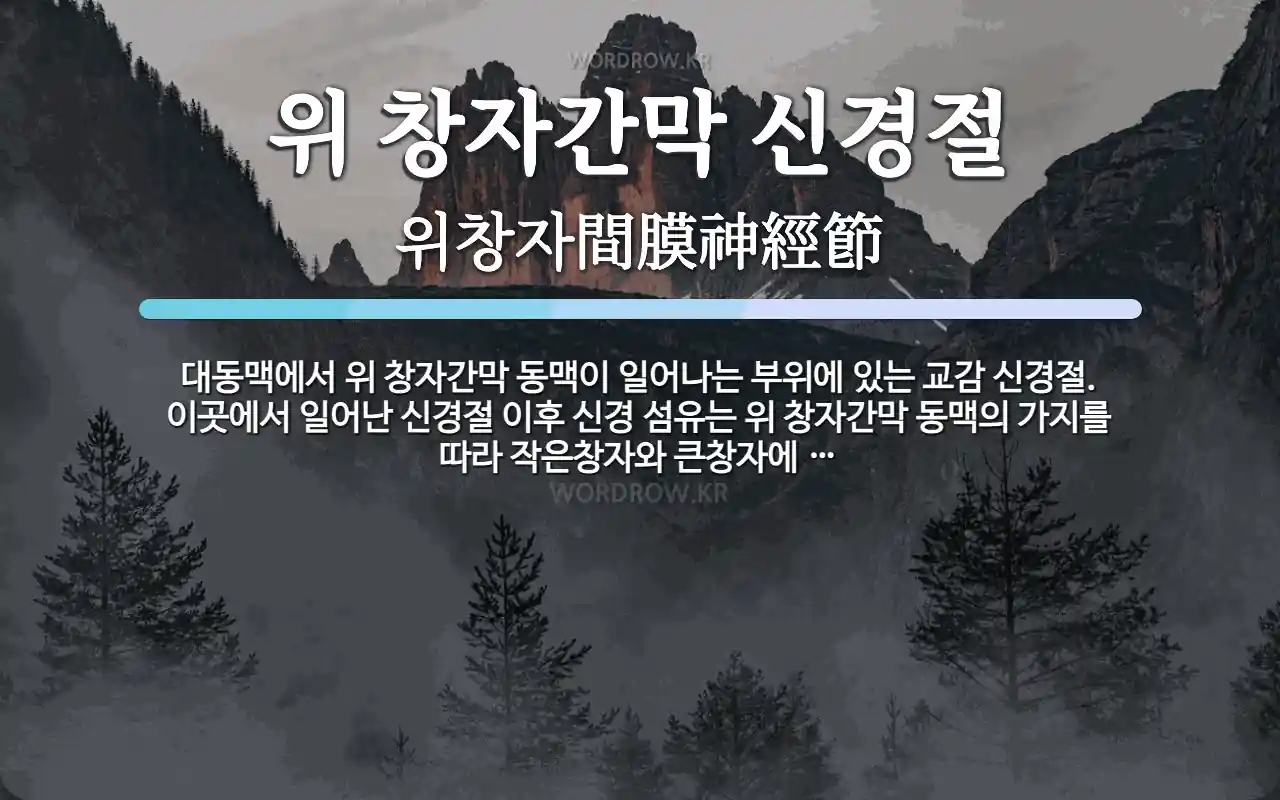 위 창자간막 신경절 뜻 대동맥에서 위 창자간막 동맥이 일어나는 부위에 있는 교감 신경절 이곳에서 일어난 신경절