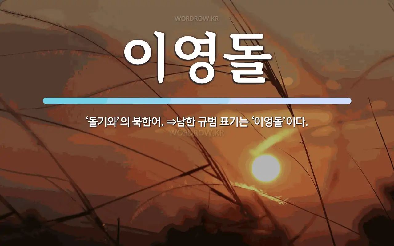 이영돌 뜻 ‘돌기와의 북한어 ⇒남한 규범 표기는 ‘이엉돌이다