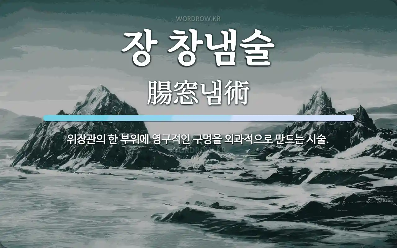 장 창냄술 뜻 위장관의 한 부위에 영구적인 구멍을 외과적으로 만드는 시술