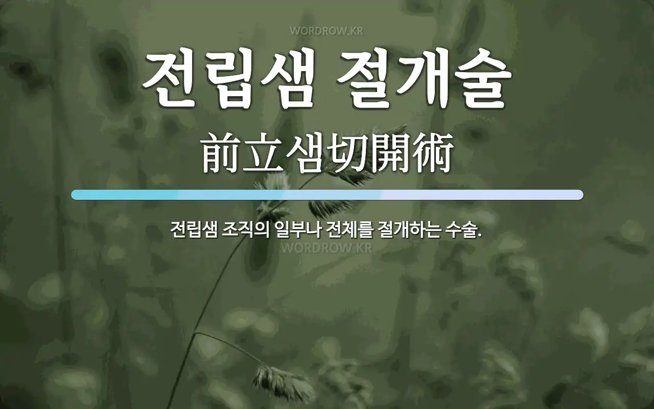 전립샘 절개술 뜻 전립샘 조직의 일부나 전체를 절개하는 수술