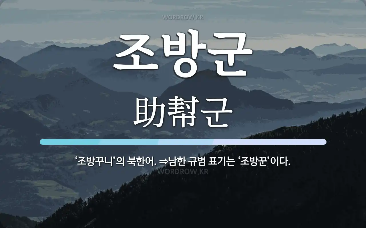조방군 뜻 ‘조방꾸니의 북한어 ⇒남한 규범 표기는 ‘조방꾼이다