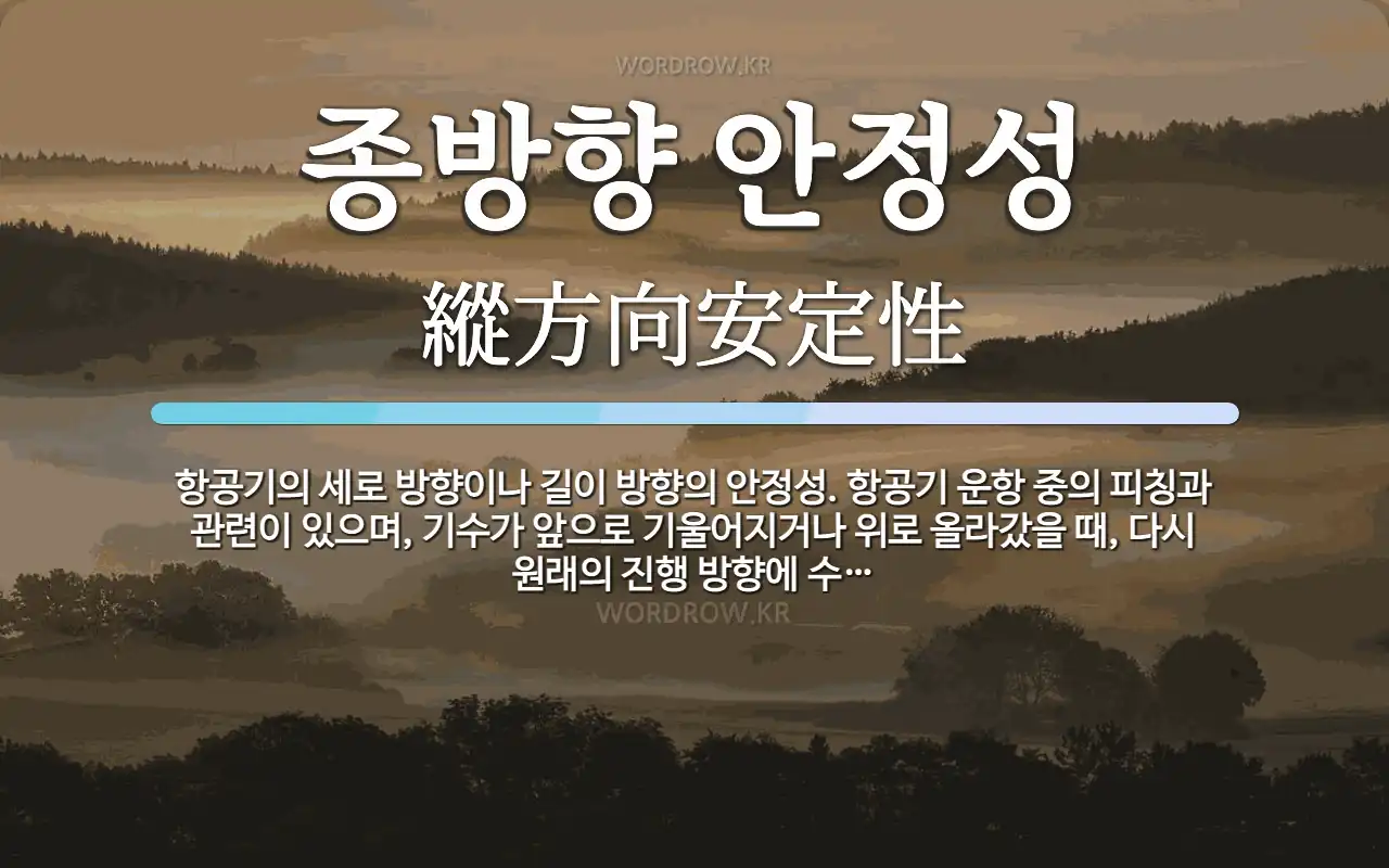 종방향 안정성 뜻 항공기의 세로 방향이나 길이 방향의 안정성 항공기 운항 중의 피칭과 관련이 있으며 기수