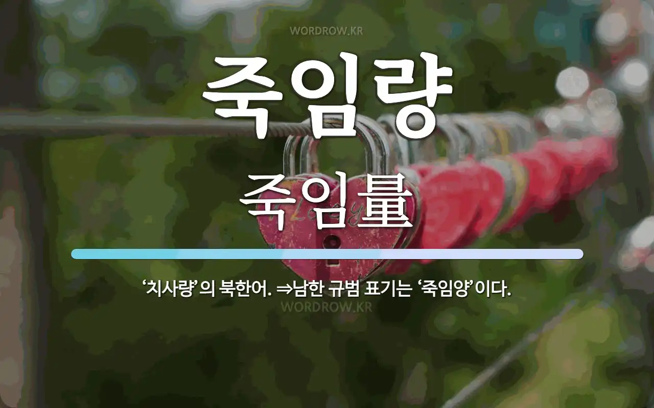 죽임량 뜻 ‘치사량의 북한어 ⇒남한 규범 표기는 ‘죽임양이다