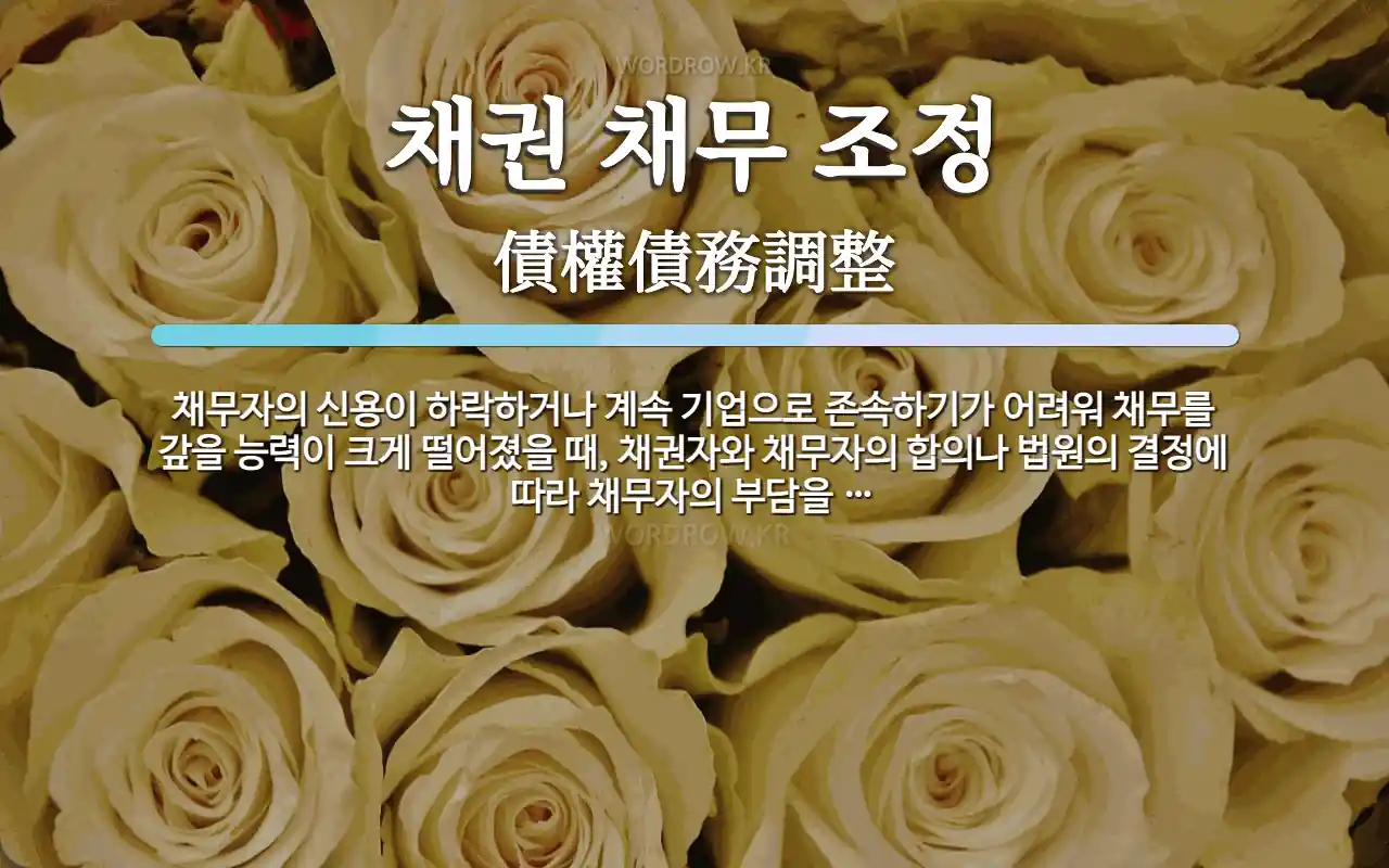 채권 채무 조정 뜻 채무자의 신용이 하락하거나 계속 기업으로 존속하기가 어려워 채무를 갚을 능력이 크게 떨어졌