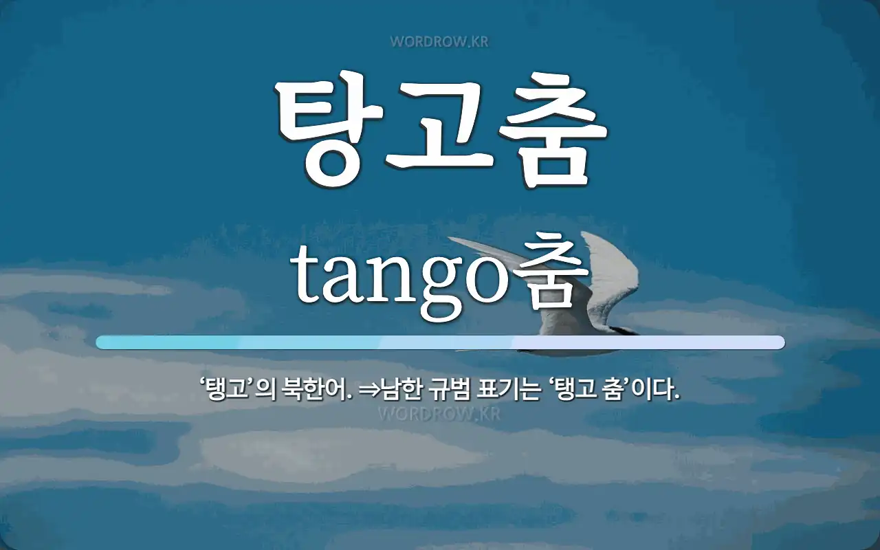 탕고춤 뜻 ‘탱고의 북한어 ⇒남한 규범 표기는 ‘탱고 춤이다