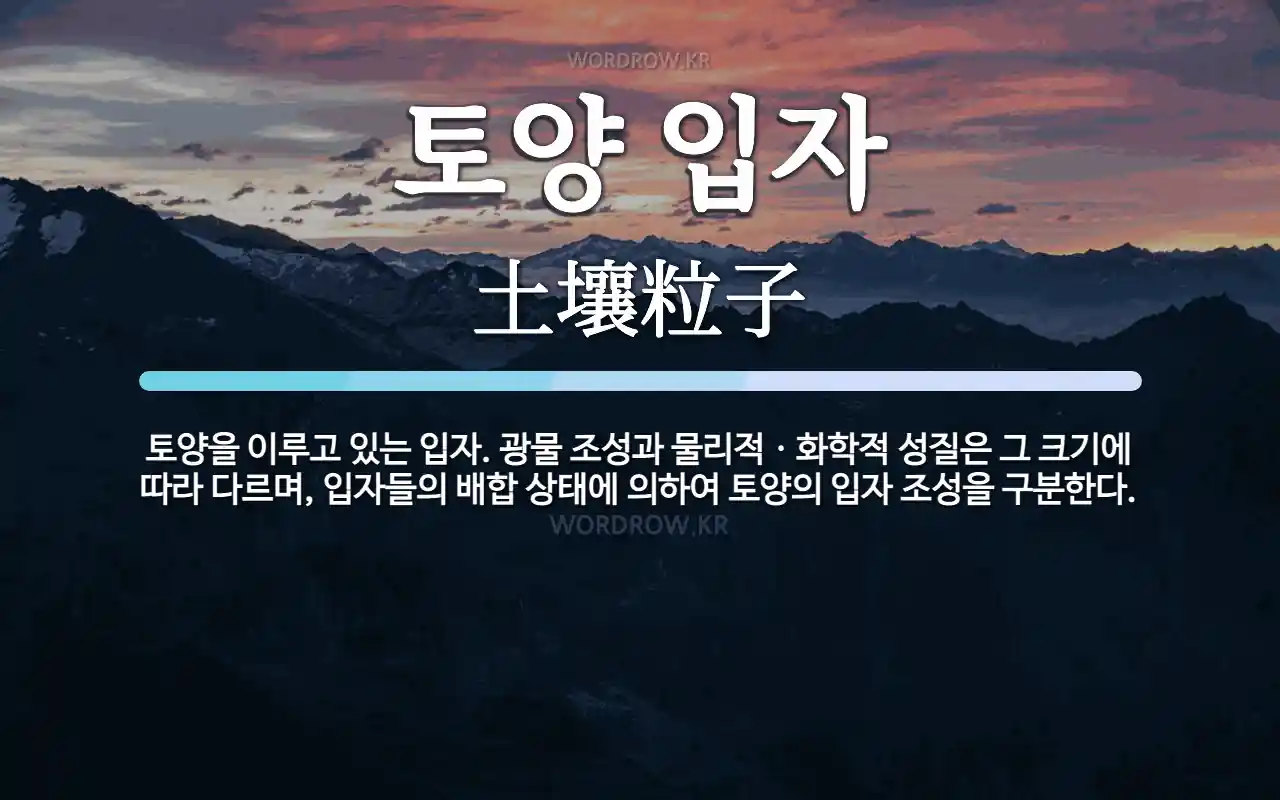 토양 입자 뜻 토양을 이루고 있는 입자 광물 조성과 물리적ㆍ화학적 성질은 그 크기에 따라 다르며 입자