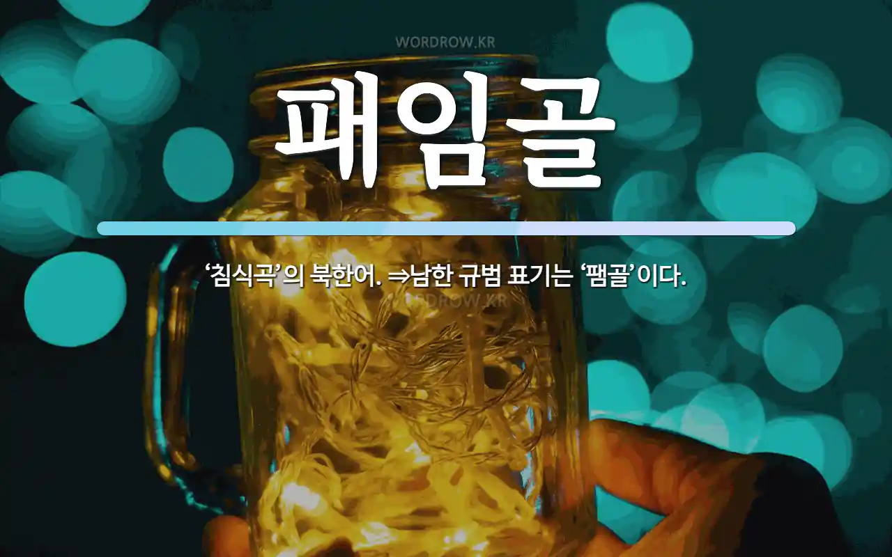 패임골 뜻 ‘침식곡의 북한어 ⇒남한 규범 표기는 ‘팸골이다