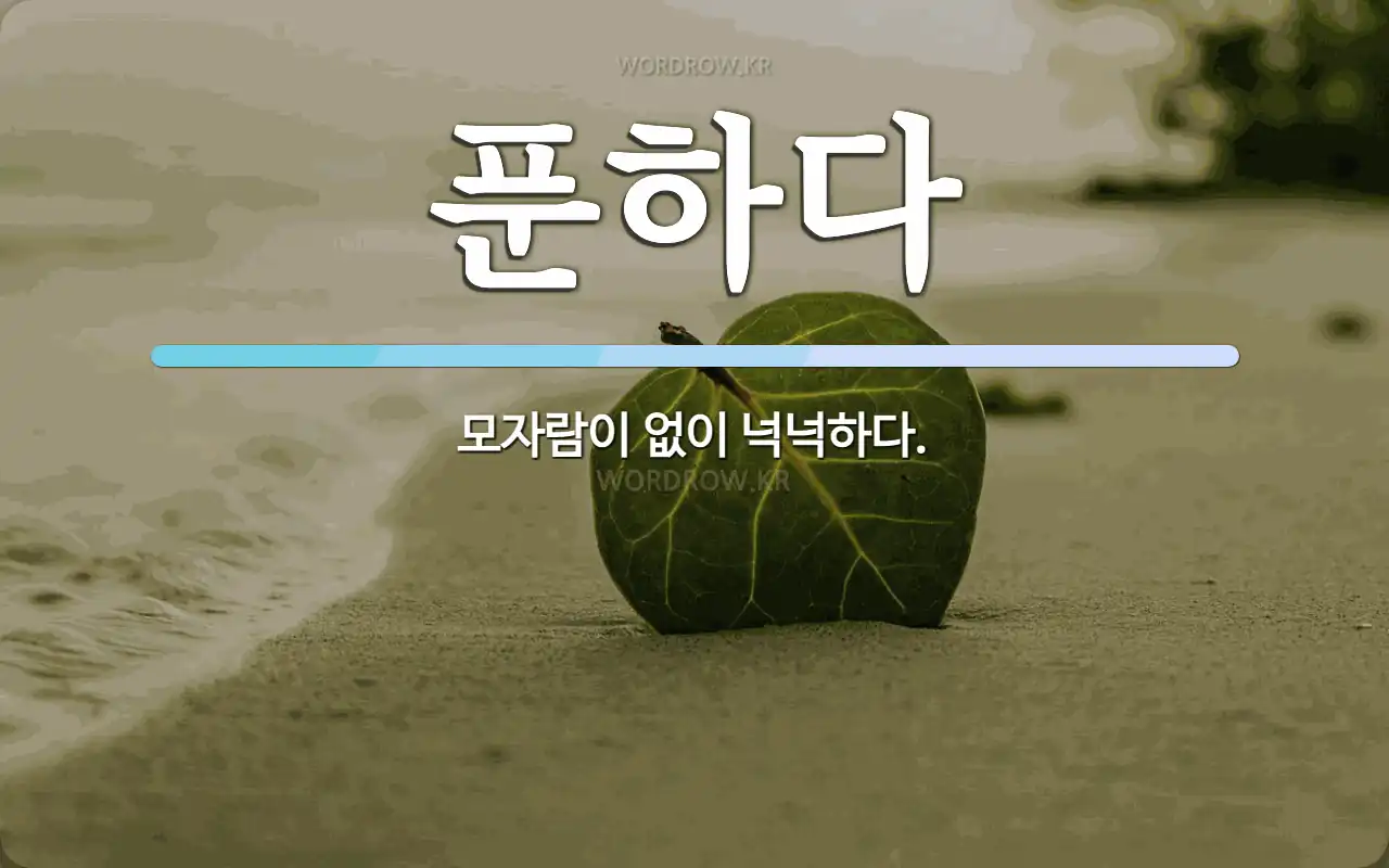 푼하다 뜻 모자람이 없이 넉넉하다
