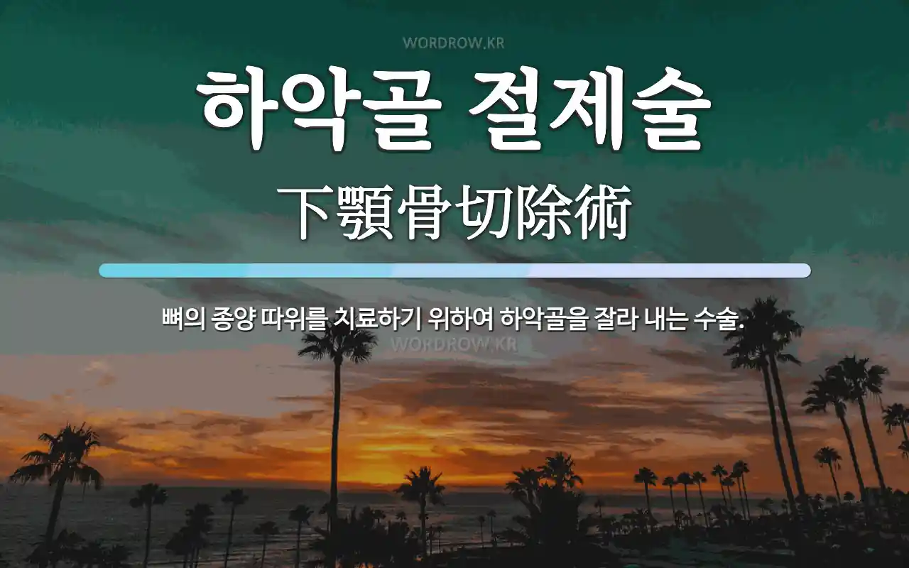 하악골 절제술 뜻 뼈의 종양 따위를 치료하기 위하여 하악골을 잘라 내는 수술