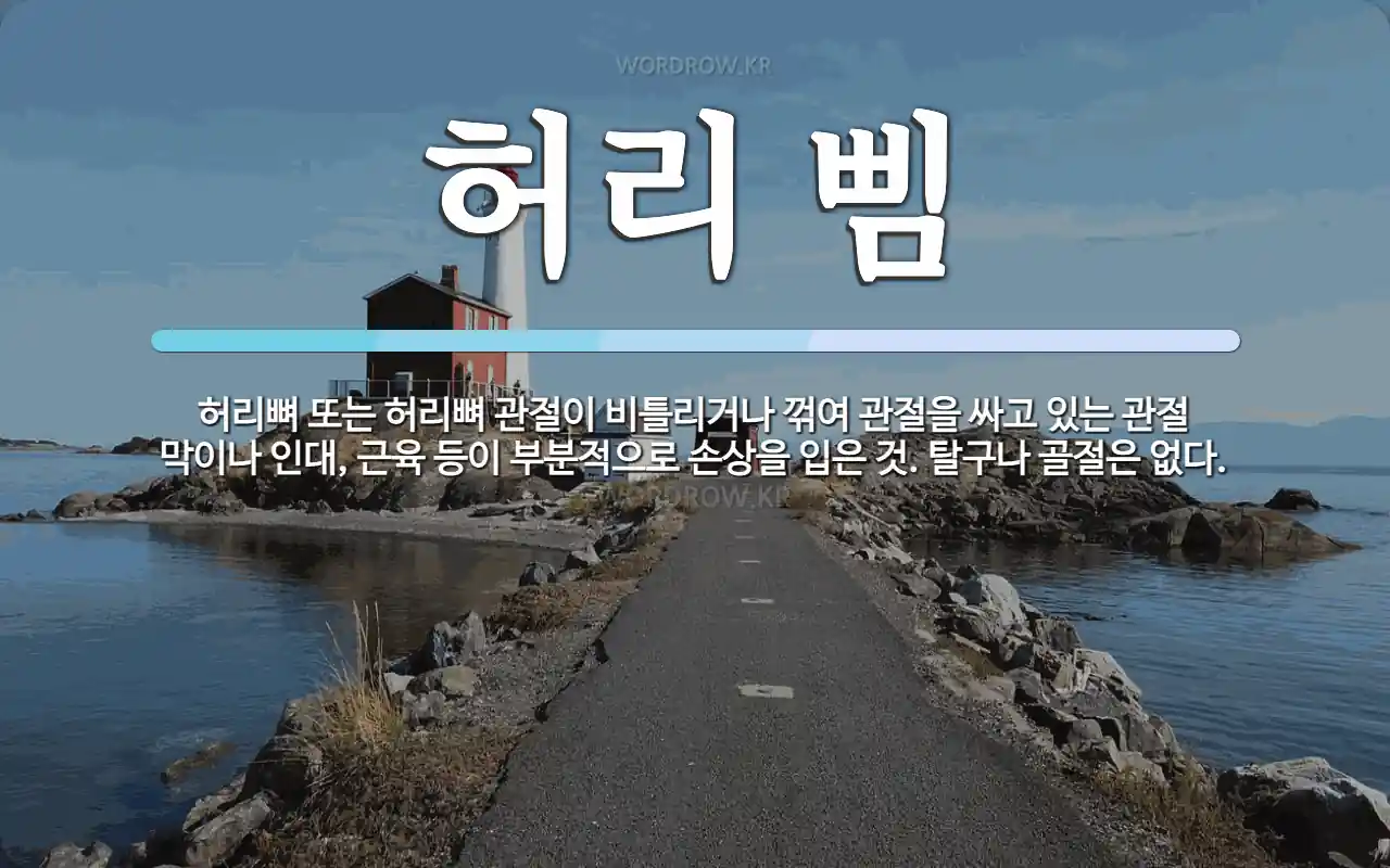 허리 삠 뜻 허리뼈 또는 허리뼈 관절이 비틀리거나 꺾여 관절을 싸고 있는 관절 막이나 인대 근육 등이