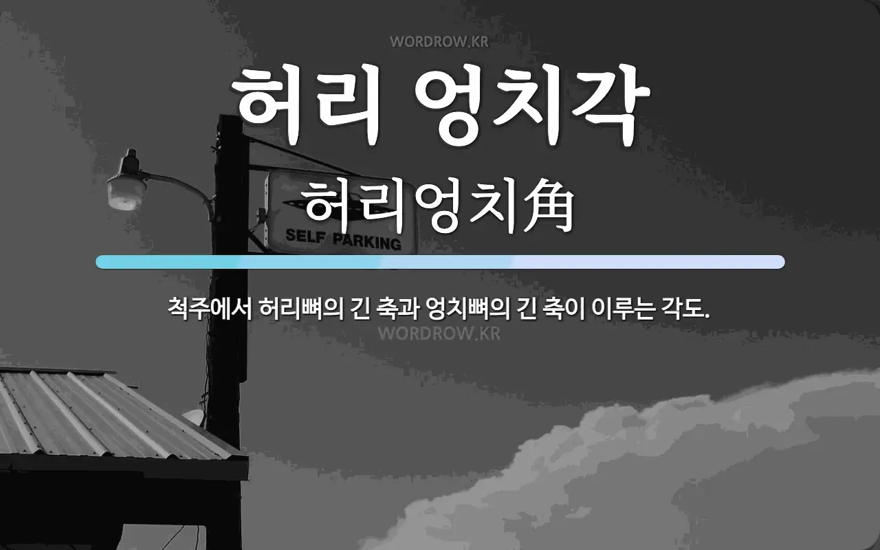 허리 엉치각 뜻 척주에서 허리뼈의 긴 축과 엉치뼈의 긴 축이 이루는 각도