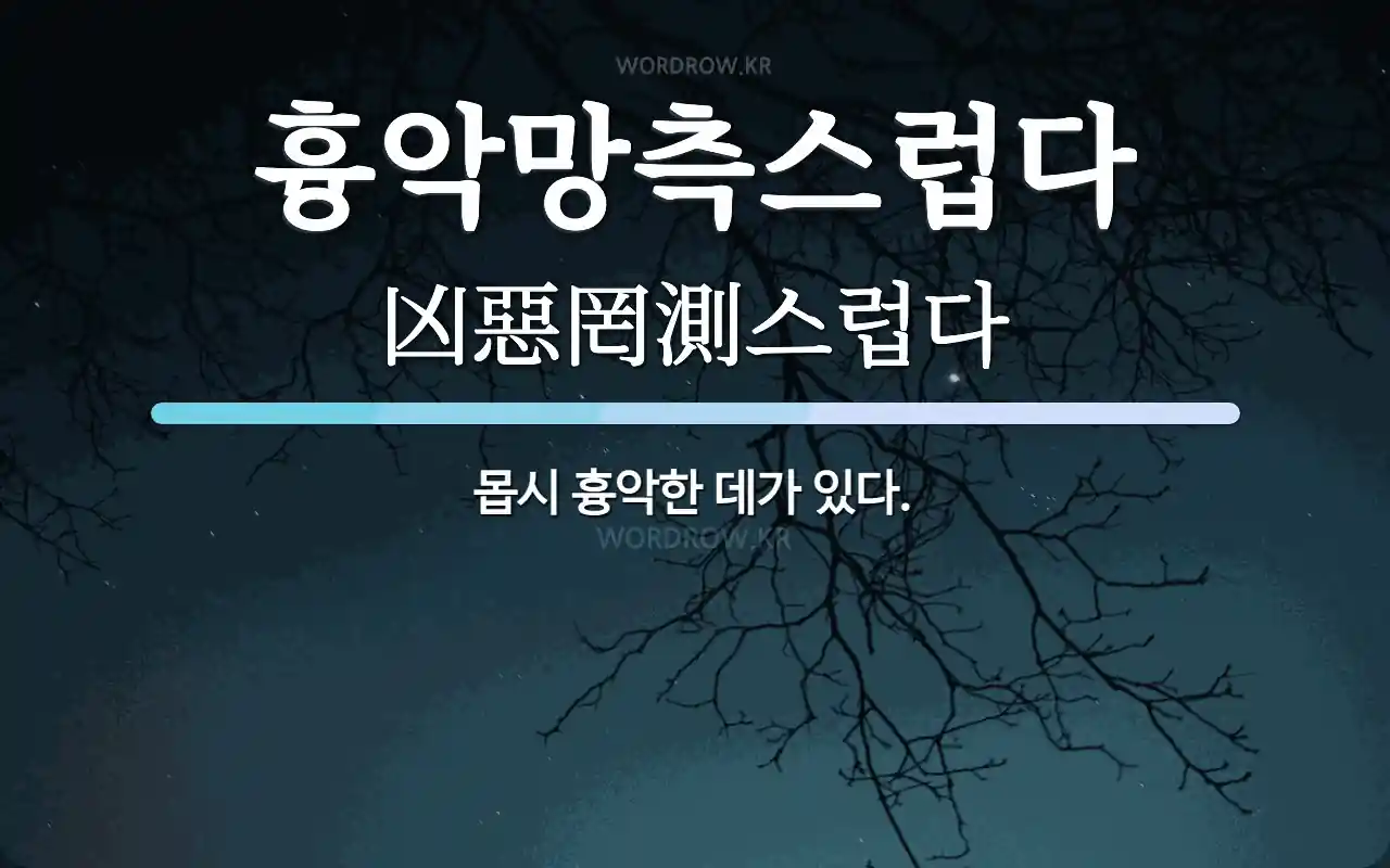흉악망측스럽다 뜻 몹시 흉악한 데가 있다