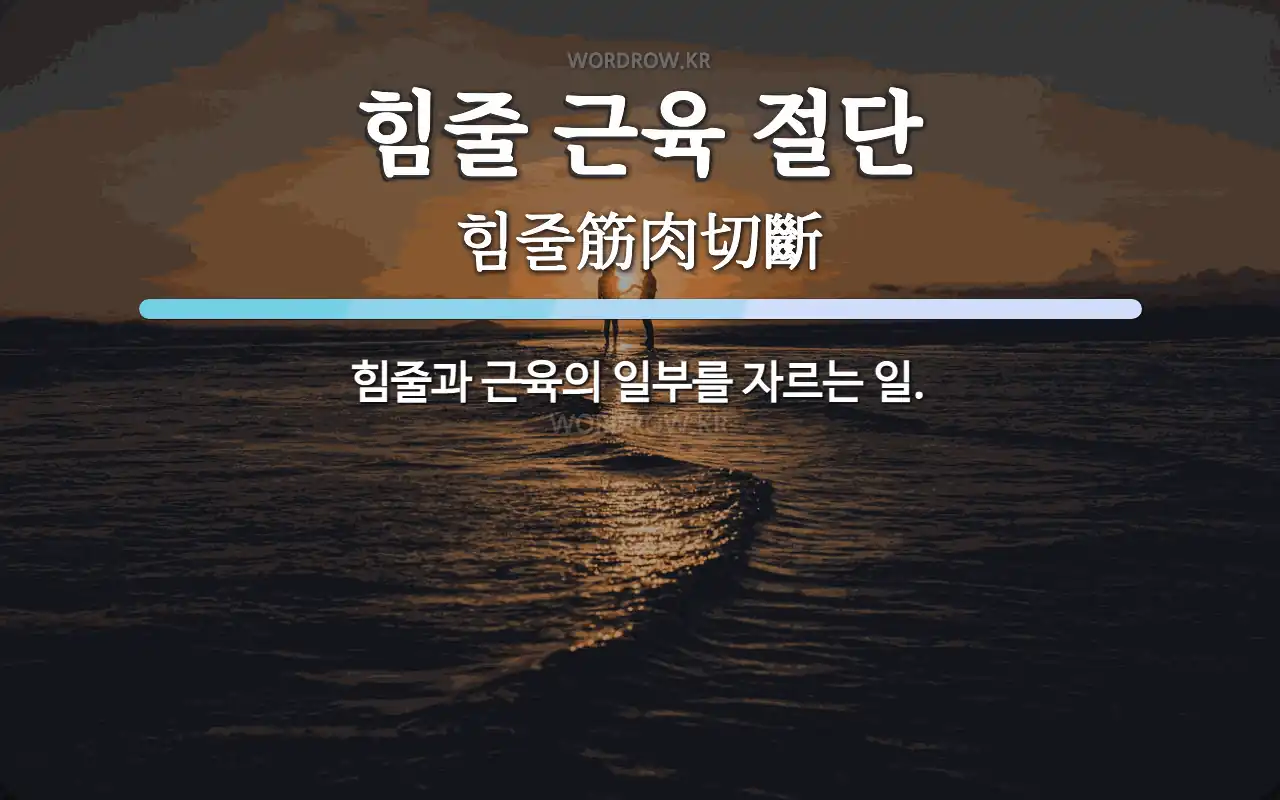 힘줄 근육 절단 뜻 힘줄과 근육의 일부를 자르는 일